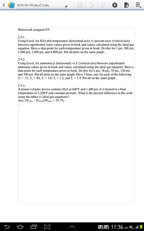 Solved 291 Using Excel For H2o Plot Temperature