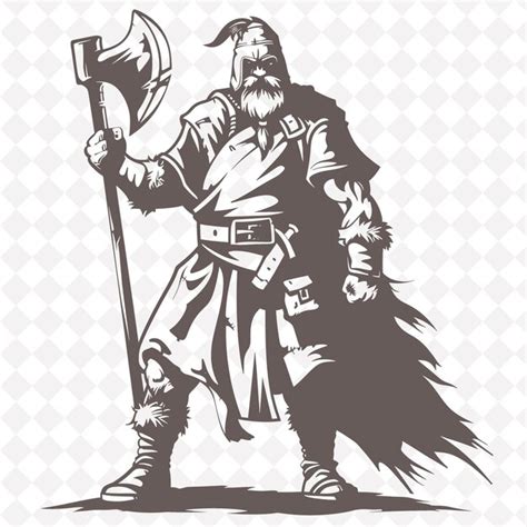 Premium Psd Png Medieval Axeman With A Dane Axe With A Fierce