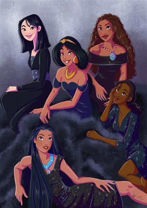 Disney Princesses In Black Disney Princess Disney Princess Anime Disney Princess