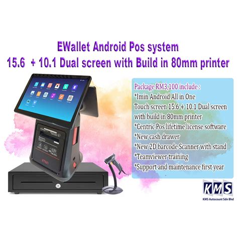 EWallet Android Pos System 15 6 10 1 Dual Screen With Build In 80mm