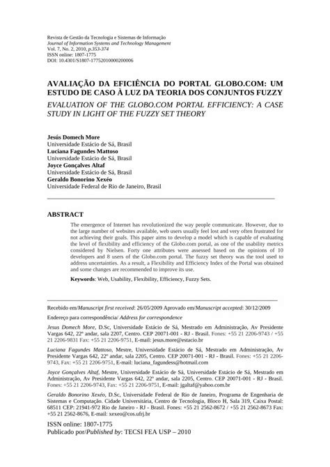 PDF AVALIAÇÃO DA EFICIÊNCIA DO PORTAL GLOBO PDF fileestudo de