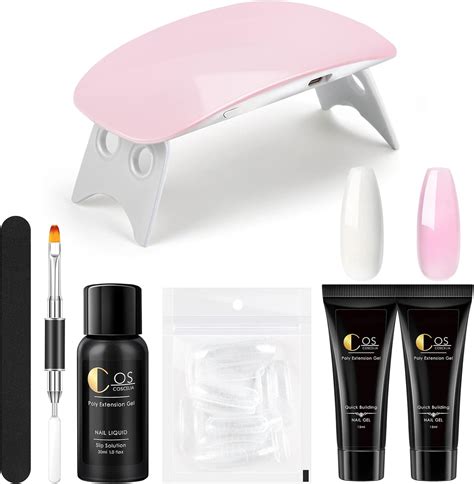 Coscelia Kit Ricostruzione Unghie Pz Poly Estensione Gel Con Lampada LED UV Con Nail Cleanser