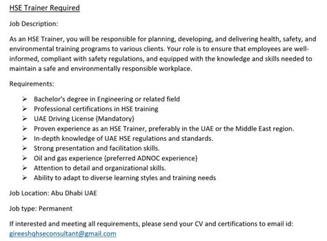 Gireesh Suresh Csp Crsp Cmiosh On Linkedin Jobhiring Hiringnow Hse Hirings Jobvacancy