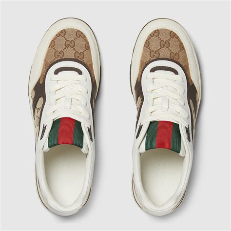 Mens Gucci Re Web Trainer In Beige And Ebony Gg Canvas Gucci® Za
