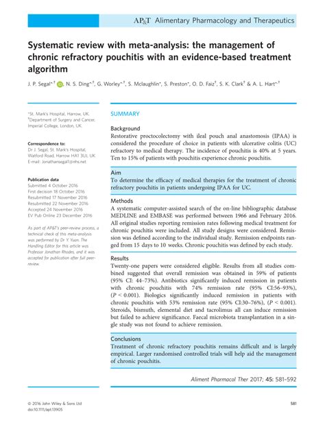 Pdf Systematic Review With Meta Analysis The Management Of Chronic