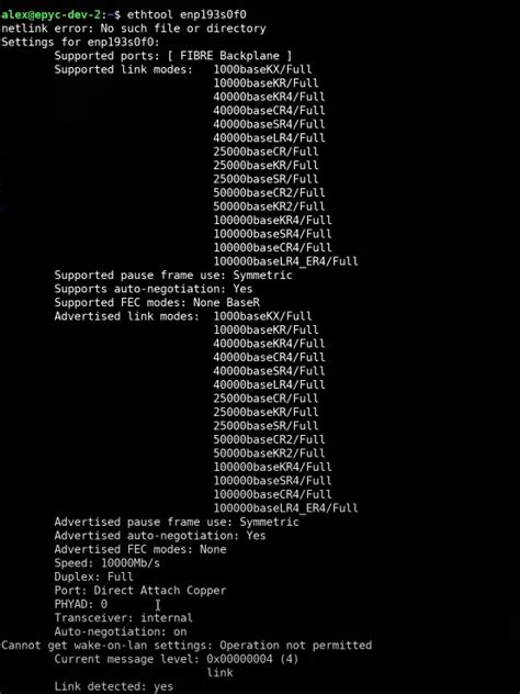 `ethtool Enp94s0` Doesnt Show The Information About Speed And So On