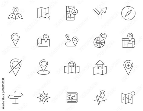 Location Icon Set Containing Map Map Pin Gps Destination