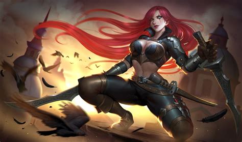 Redhead Long Hair Fantasy Girl Video Game Girls Katarina League Of