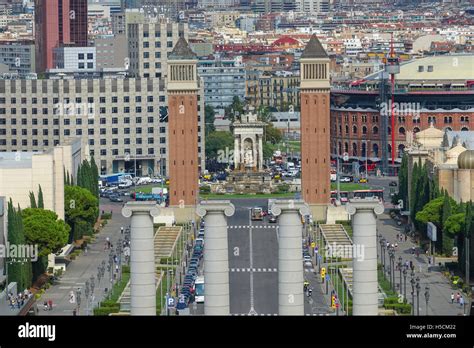 Beautiful City Of Barcelona Aerial View From National Museum Of Art