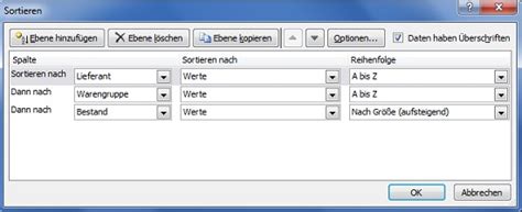 Excel Tabellen Sortieren Pcs Campus