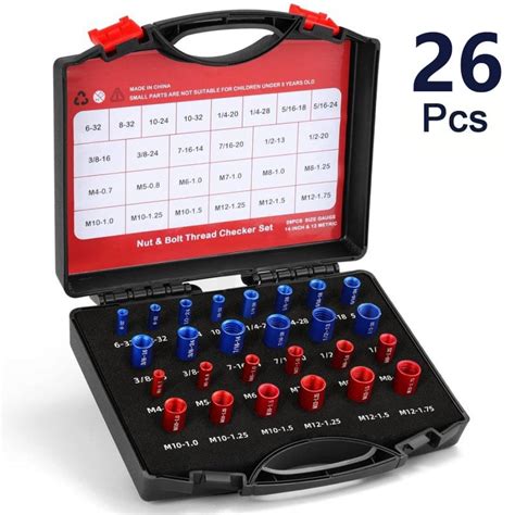 44pcs Alloy Nut And Bolt Thread Inspector Charge Free Thread Gauge