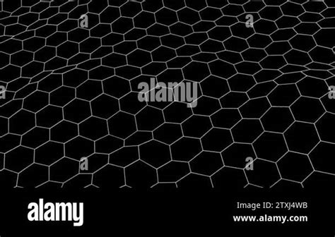 hexagonal grid net waving field landscape seamless loop drawing motion