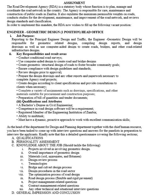 Solved Assignment The Road Development Agency Rda Is A