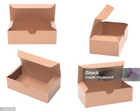 판지 종이 상자 갈색 오픈 판지 세트 고립 된 3d 렌더링 그림 3차원 형태에 대한 스톡 사진 및 기타 이미지 3차원 형태 갈색 개체 그룹 Istock