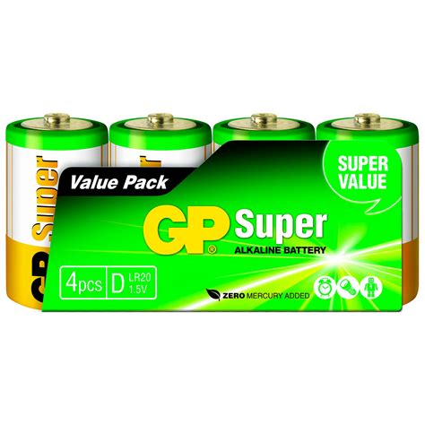 GP Batteries Super D/LR20 Batterier (Alkaline) 4pk - 59 DKK