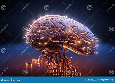 Human Brain And Artificial Intelligence Concept Big Data Processing Computer Motherboard