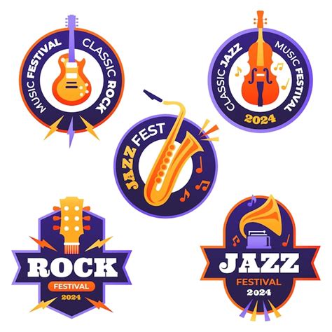 Premium Vector Music Logo Hand Drawn Labels Set