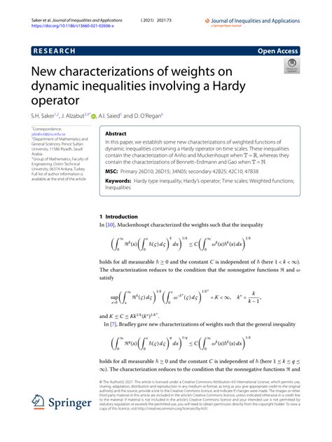 Pdf New Characterizations Of Weights On Dynamic Inequalities