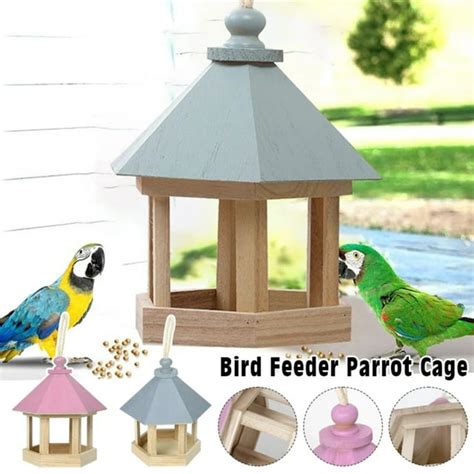 Dekaxid Hanging Wooden Bird Feeder House Wooden Birdhouse Parrot Cage