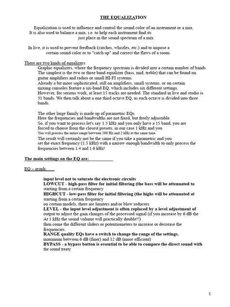 Equalization Sound System Pdf Equalization Audio Bandwidth