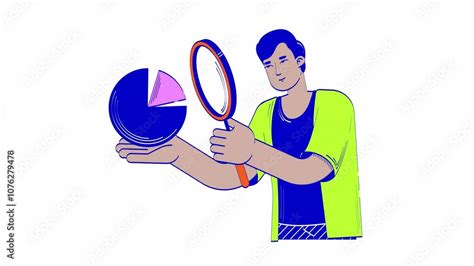 Data Analyst Magnifying Glass Doodle Animation Indian Man With Loupe Data Analyst Magnifying Glass Doodle Animation Indian Man With Loupe
