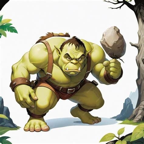Explorer Discovering A Hidden Ogre Cartoon Vector Set White Background
