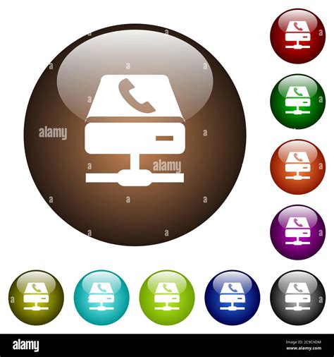 Voip Services White Icons On Round Color Glass Buttons Stock Vector Image And Art Alamy