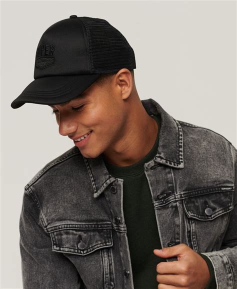 Mens Vintage Trucker Cap In Black Black Superdry