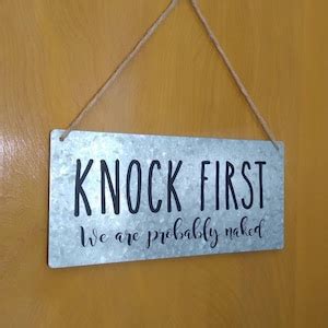 Knock First We Are Probably Naked Sign Etsy