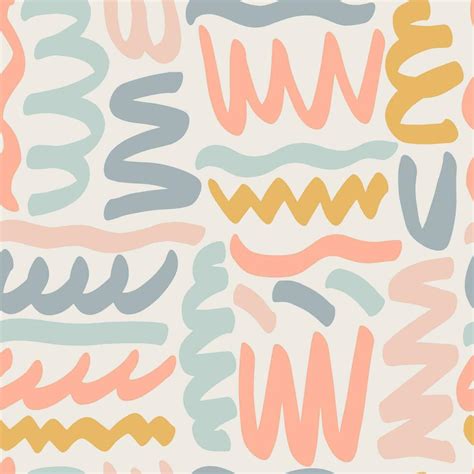 Naive Boho Playful Squiggle Seamless Pattern Abstract Doodle Pattern