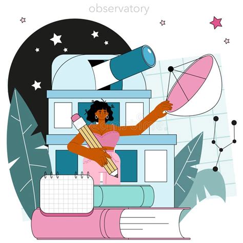 Astronomer Concept Professional Scientist Looking Through A Telescope Stock Vector