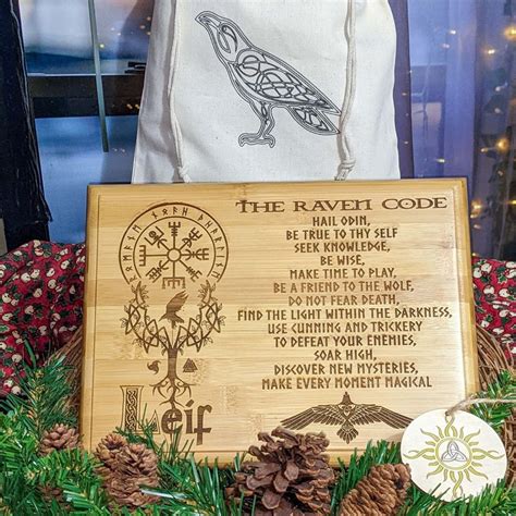 Norse Raven Code With A Runic Raven Nordic Runes Valknut Symbol Munin And Hugin Bamboo
