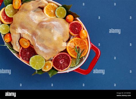 Herb And Citrus Oven Roasted Chicken Whole Chicken In Roasting Tin