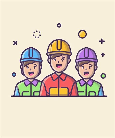 Premium Vector Cute Maintenance Team Icon Vector Illustration