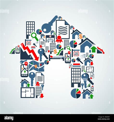 Real Estate Icon Set In House Silhouette Background Illustration Vector File Layered For Easy