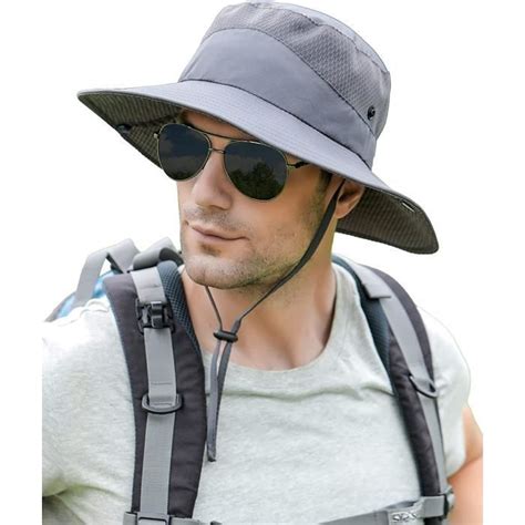 Chapeau de soleil pour homme VITATA Gris foncé UPF Imperméable Pliable Safari