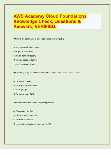 Aws Academy Cloud Foundations Knowledge Check Questions And Answers