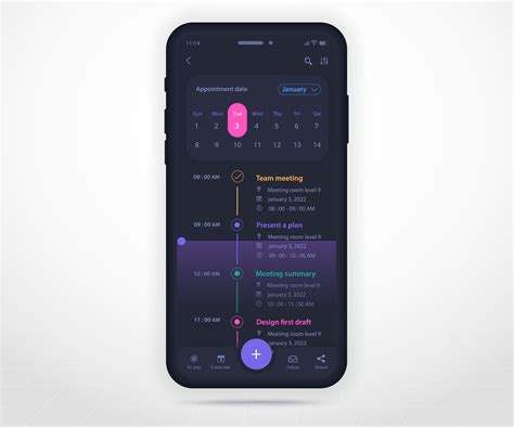 Mobile App Calendar Planner Concept Appointment Calendar Template Ui