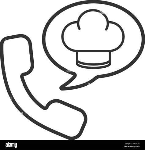 Food Phone Order Linear Icon Thin Line Illustration Handset With Chef