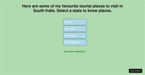 Tourist Places Codesandbox