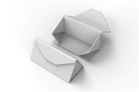 브랜딩 디자인을 위한 선글라스용 빈 접이식 삼각형 마그네틱 하드 케이스 박스 3d 렌더링 그림입니다 0명에 대한 스톡 사진 및