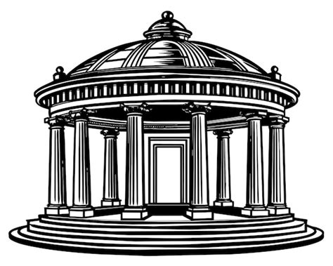 Premium Vector A Black And White Drawing Of A Domed Building With