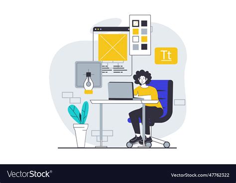Ui Ux Design Concept With People Scene In Flat Vector Image