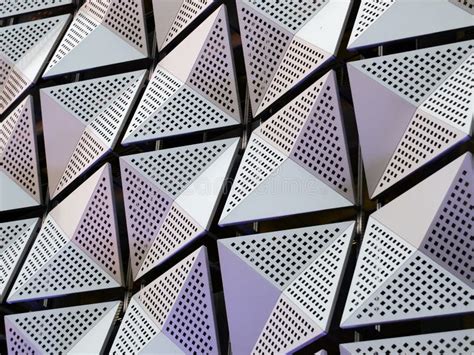 Silver Geometric Steel Cladding With Angular Patterns Stock Image Image Of Blue Architecture