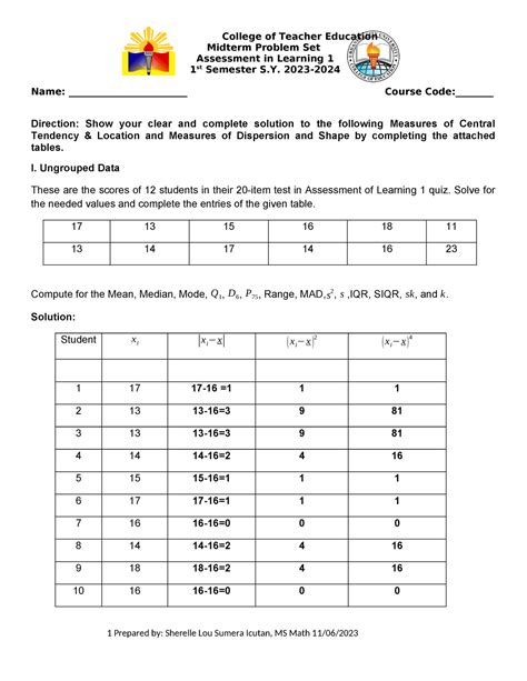 assessment in learning 1 midterm problem set 2nd sem 22 23