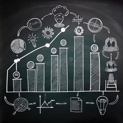 Teamwork Concept Chart With Business Elements Hand Drawn On Blackboard Stock Illustration