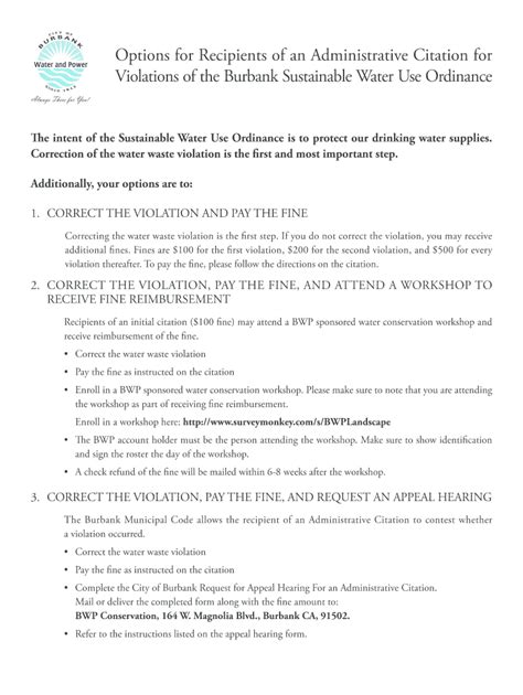 Fillable Online Options For Recipients Of An Administrative Citation