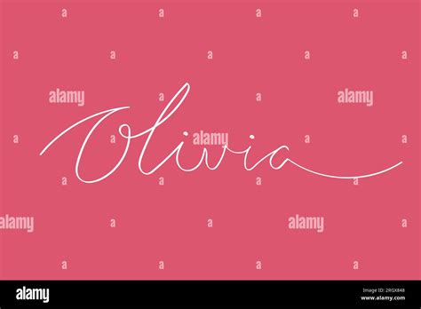 female name olivia girl s name handwritten lettering calligraphy typescript vector art stock