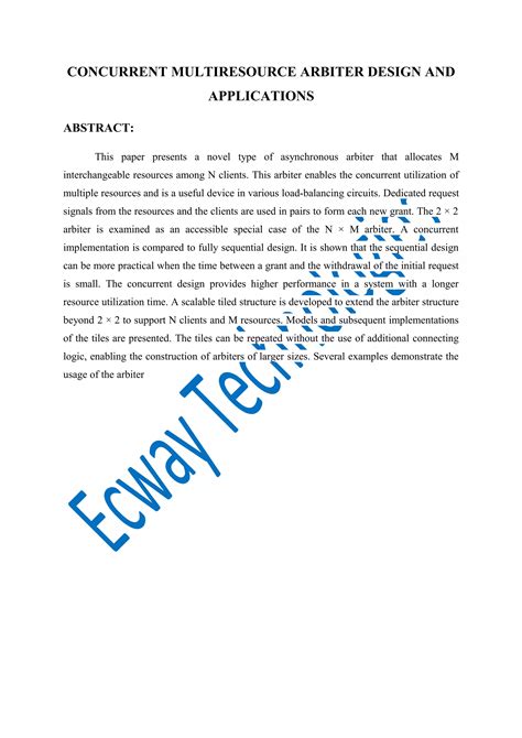 Concurrent Multiresource Arbiter Design And Applications Pdf