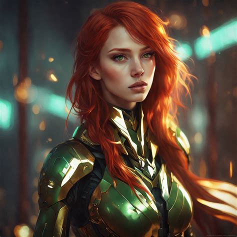 Redhead In Sci Fi High Tech Armor Suit By Ai Art Phoenix On Deviantart